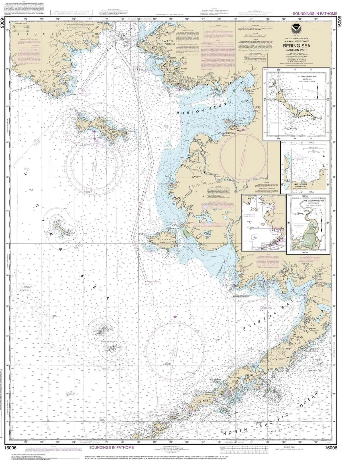 NOAA Nautical Chart 16006 (Bering Sea (eastern part)) - Nautical ...