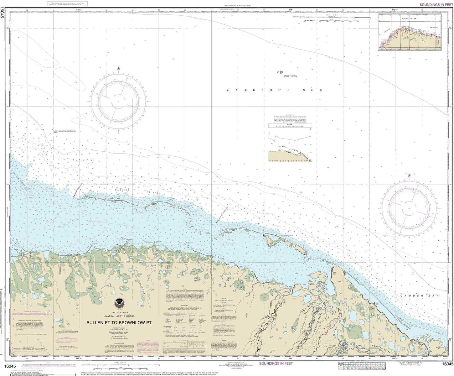 NOAA Nautical Chart 16045 (Bullen Point to Brownlow Point) - Nautical ...