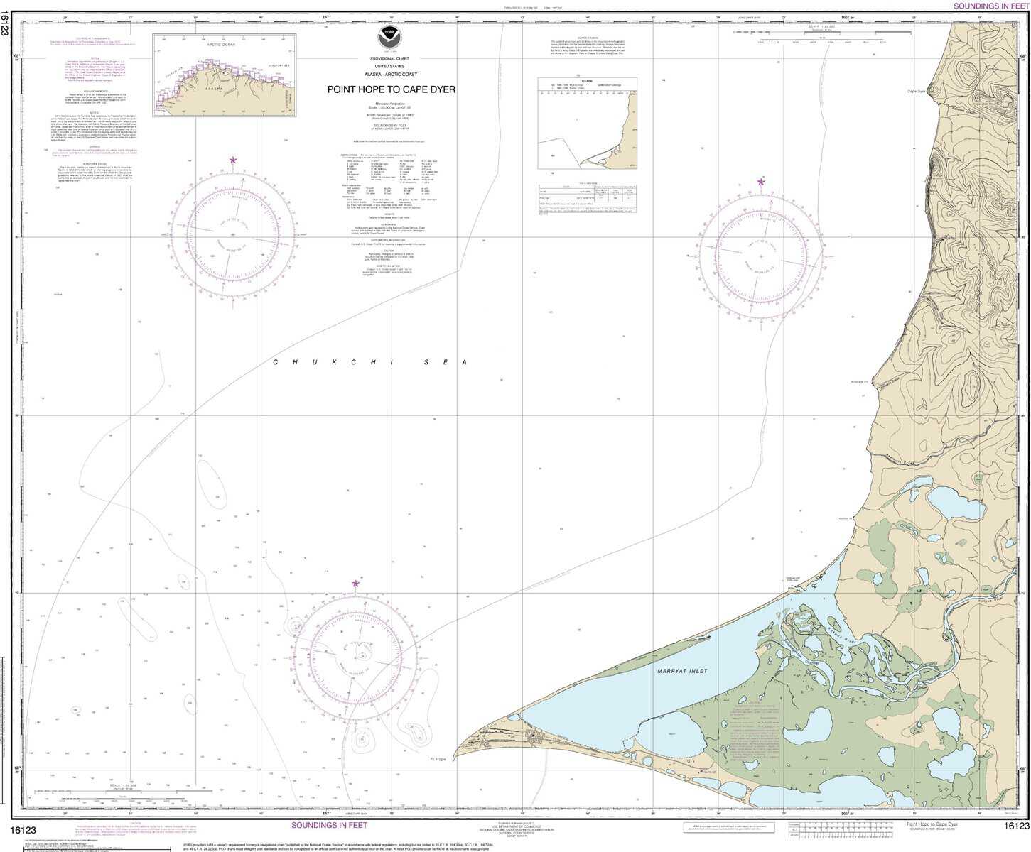 NOAA Nautical Chart 16123 (Point Hope to Cape Dyer) - Nautical ...