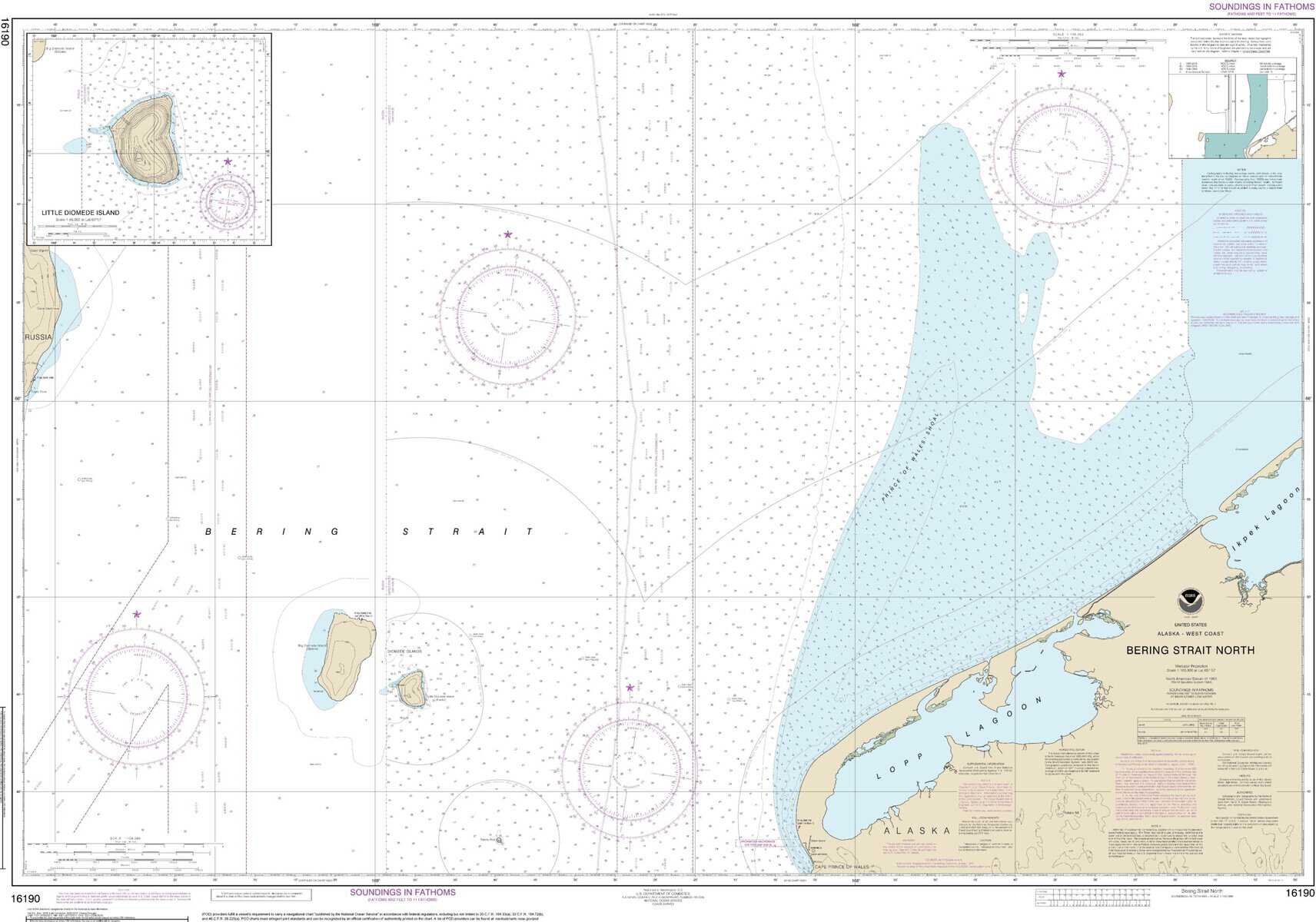NOAA Nautical Chart 16190 (Bering Strait North) - Nautical Navigation ...