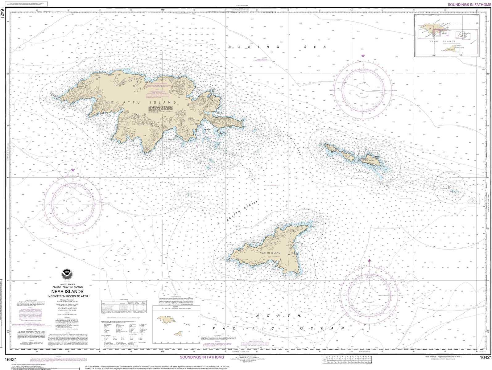 NOAA Nautical Chart 16421 (Ingenstrem Rocks to Attu Island) - Nautical ...