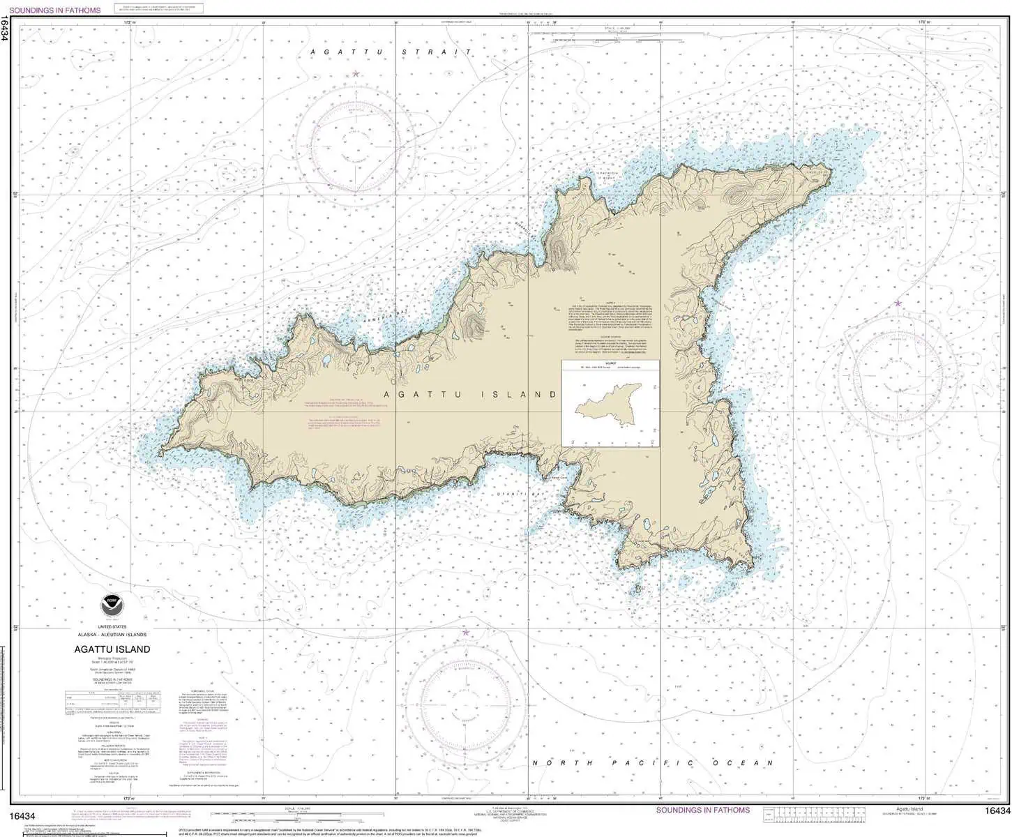 NOAA Nautical Chart 16434 (Agattu Island) - Nautical Navigation Charts ...
