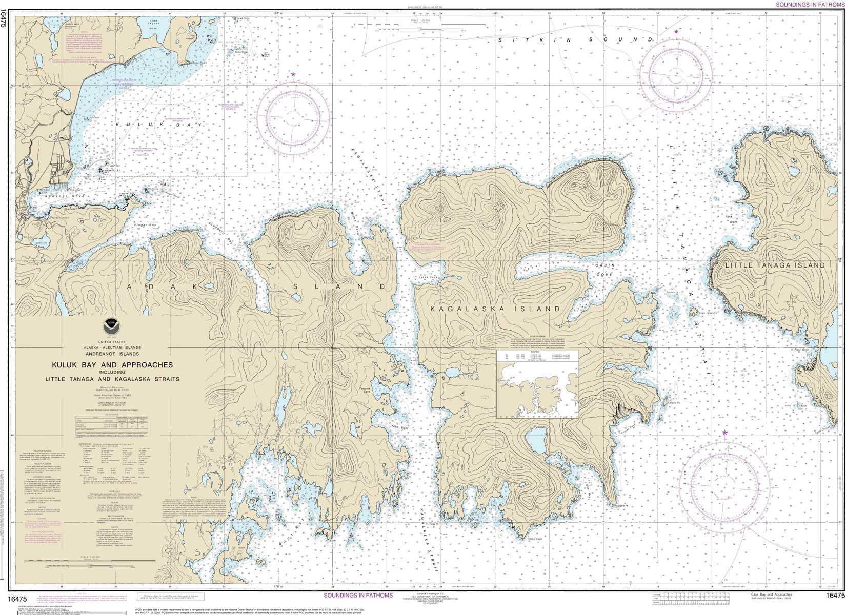NOAA Nautical Chart 16475 (Kuluk Bay, including Little Tanaga and ...