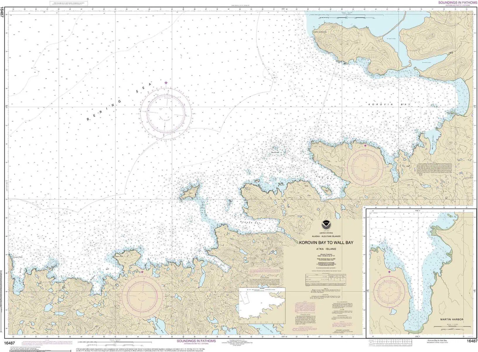 NOAA Nautical Chart 16487 (Korovin Bay to Wall Bay-Atka Island ...
