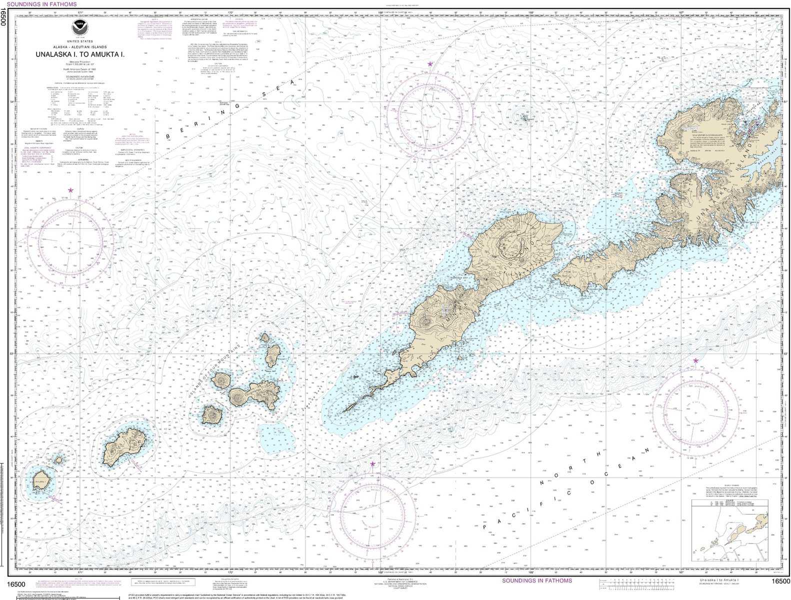 NOAA Nautical Chart 16500 (Unalaska Island to Amukta Island) - Nautical ...