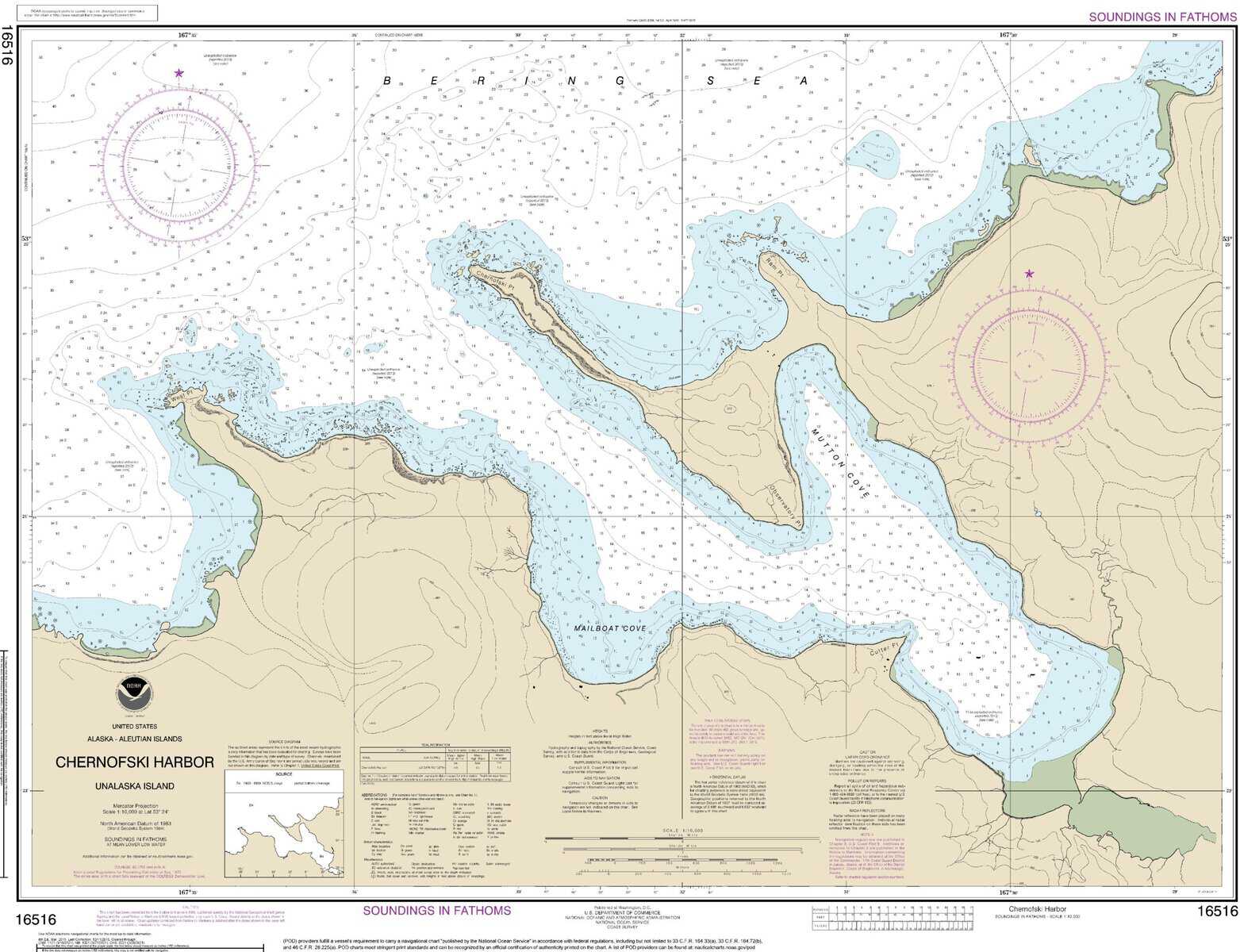 NOAA Nautical Chart 16516 (Chernofski Harbor) - Nautical Navigation ...