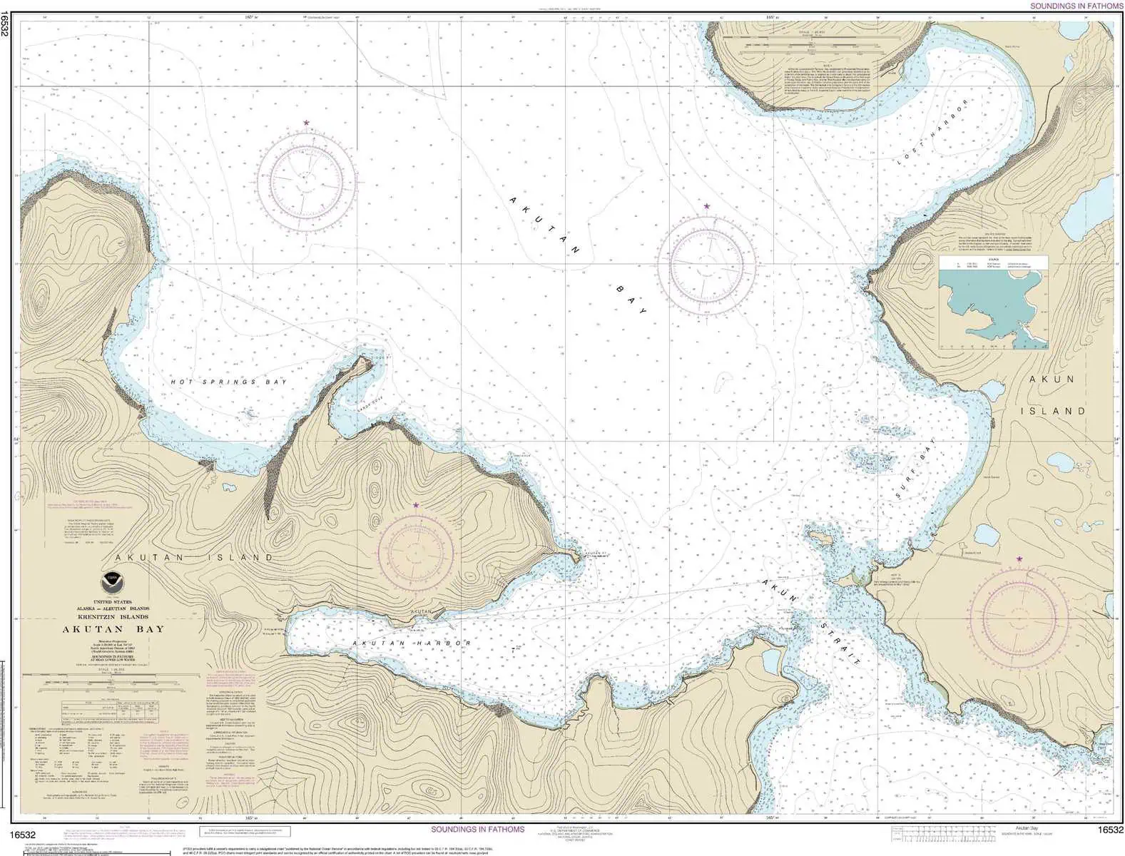 NOAA Nautical Chart 16532 (Akutan Bay, Krenitzin Islands) - Nautical ...