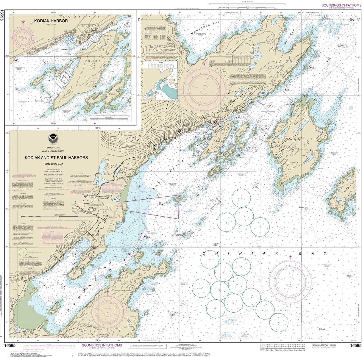 NOAA Nautical Chart 16595 (Kodiak and Saint Paul harbors) - Nautical ...