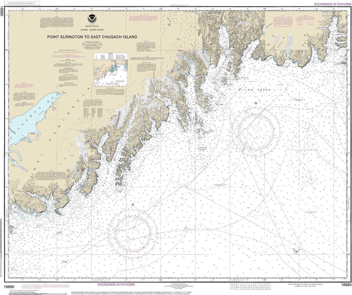 NOAA Nautical Chart 16680 (Point Elrington to East Chugach Island ...