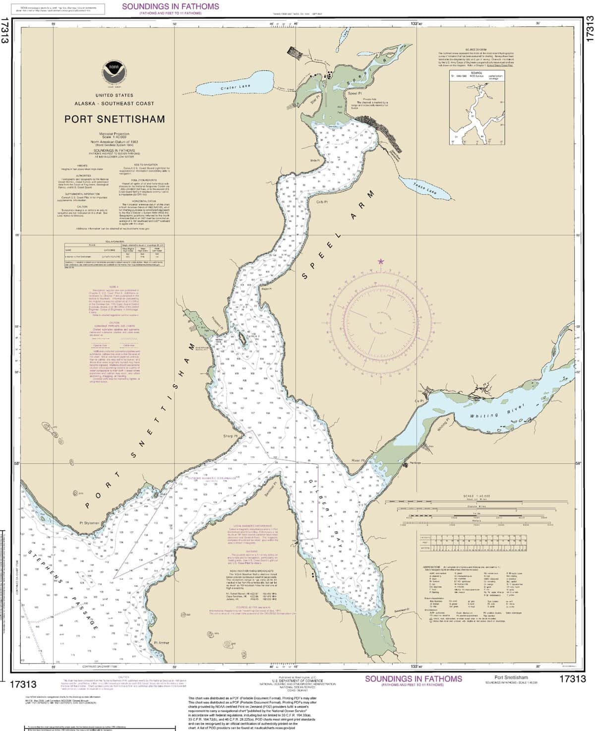 NOAA Nautical Chart 17313 (Port Snettisham) - Nautical Navigation ...