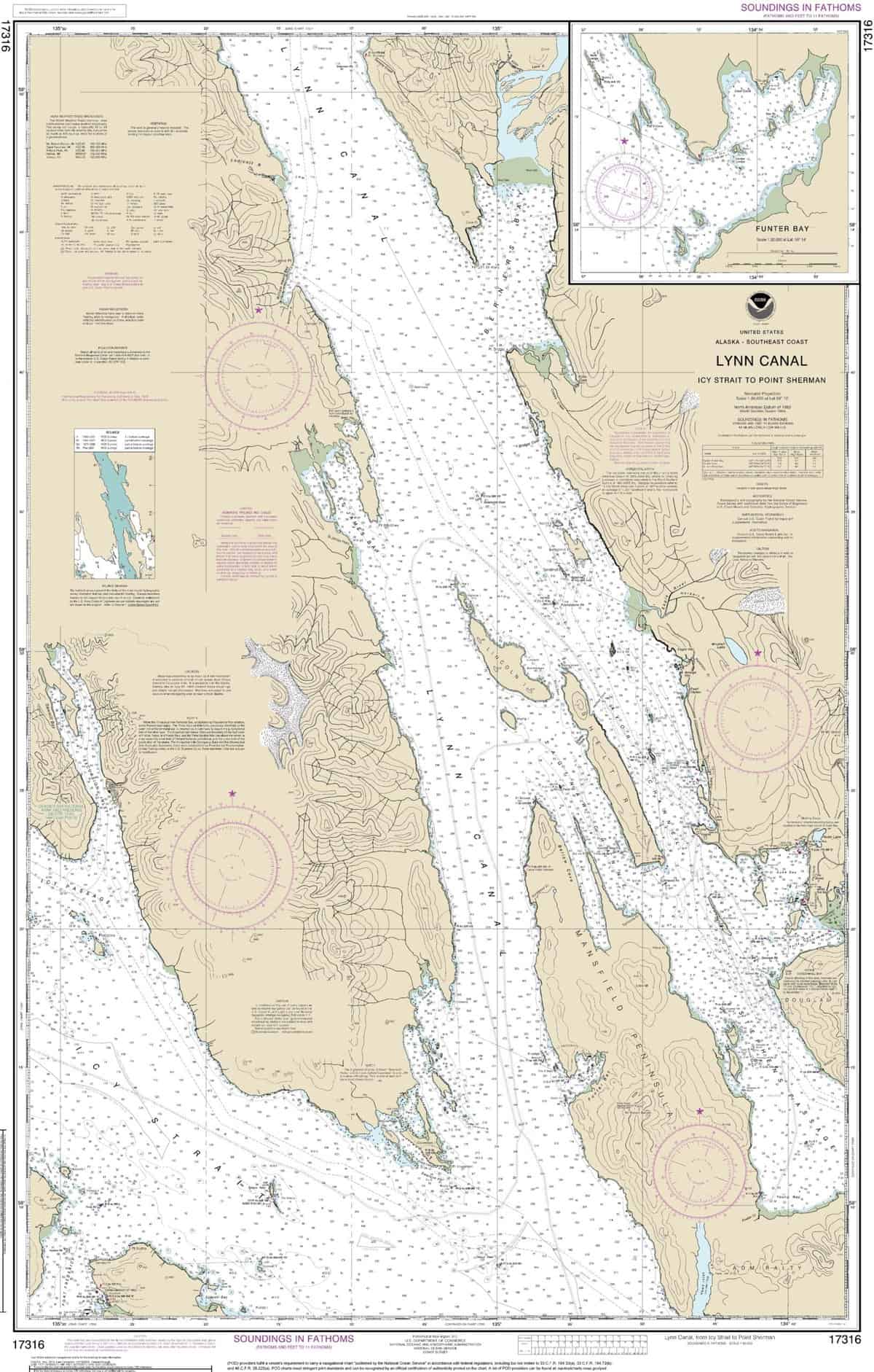 NOAA Nautical Chart 17316 (Lynn Canal-Icy Strait to Point Sherman ...