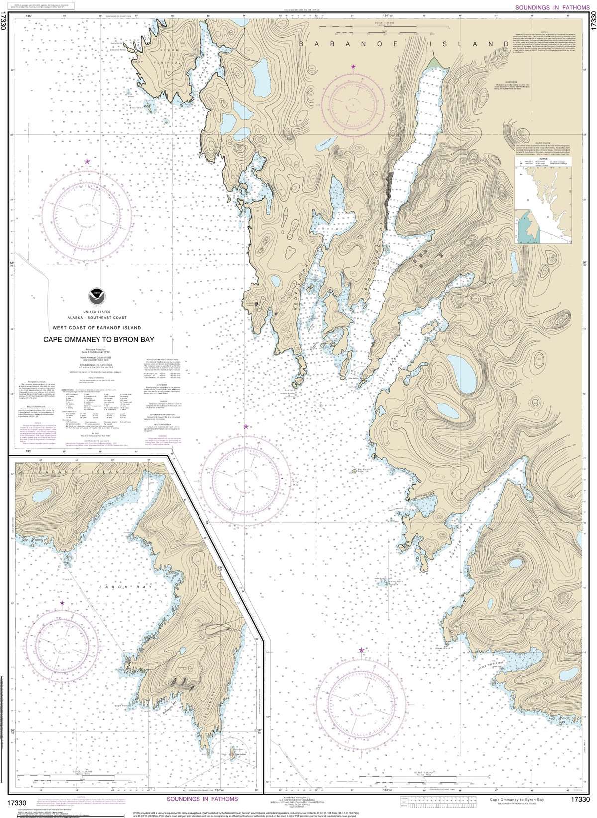 NOAA Nautical Chart 17330 (West Coast of Baranof Island) - Nautical ...