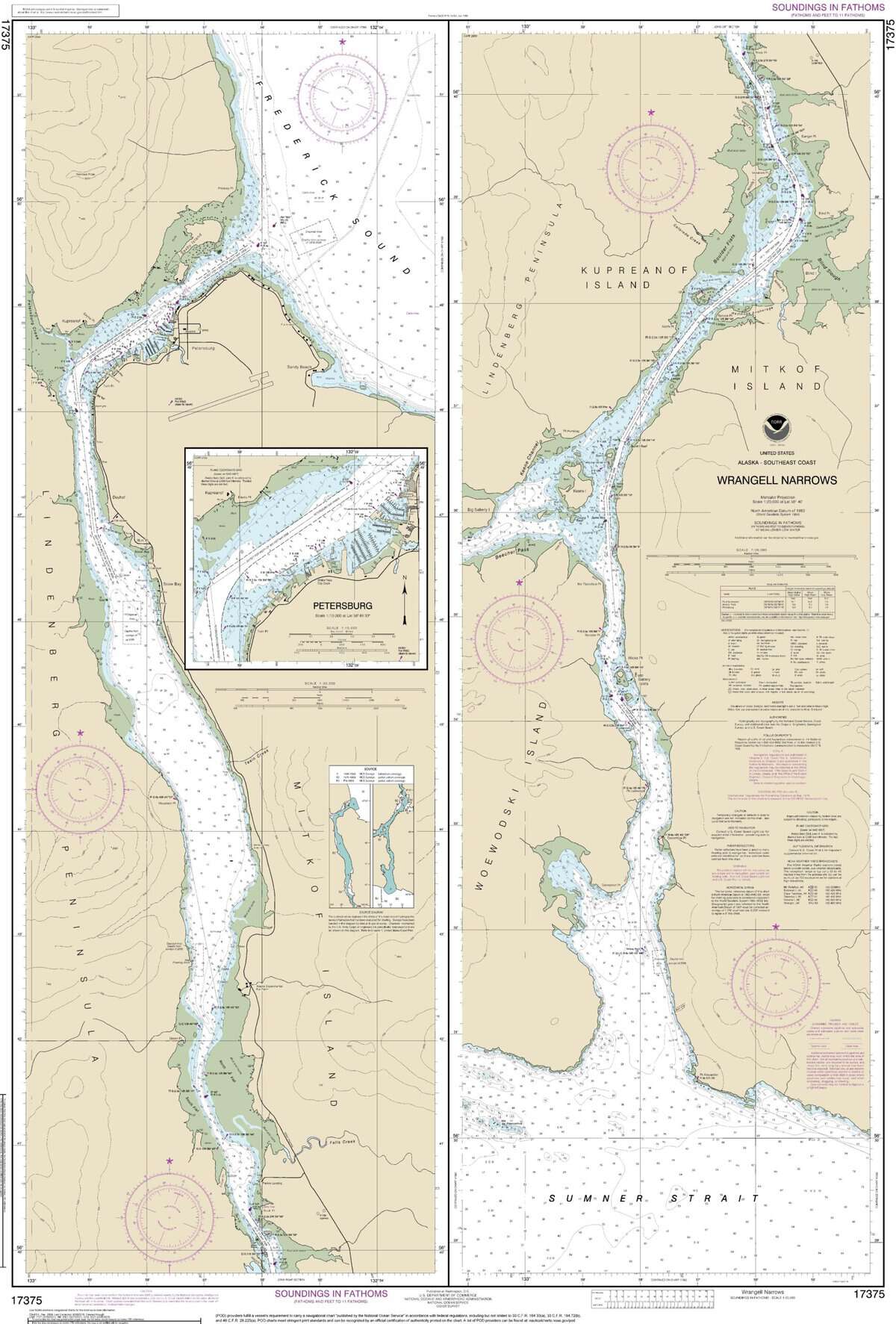 NOAA Nautical Chart 17375 (Wrangell Narrows, Petersburg Harbor ...