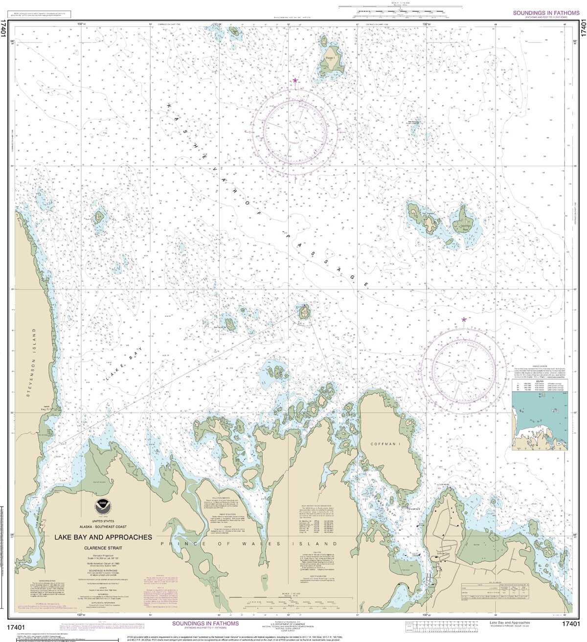 NOAA Nautical Chart 17401 (Lake Bay, Clarence Strait) - Nautical ...