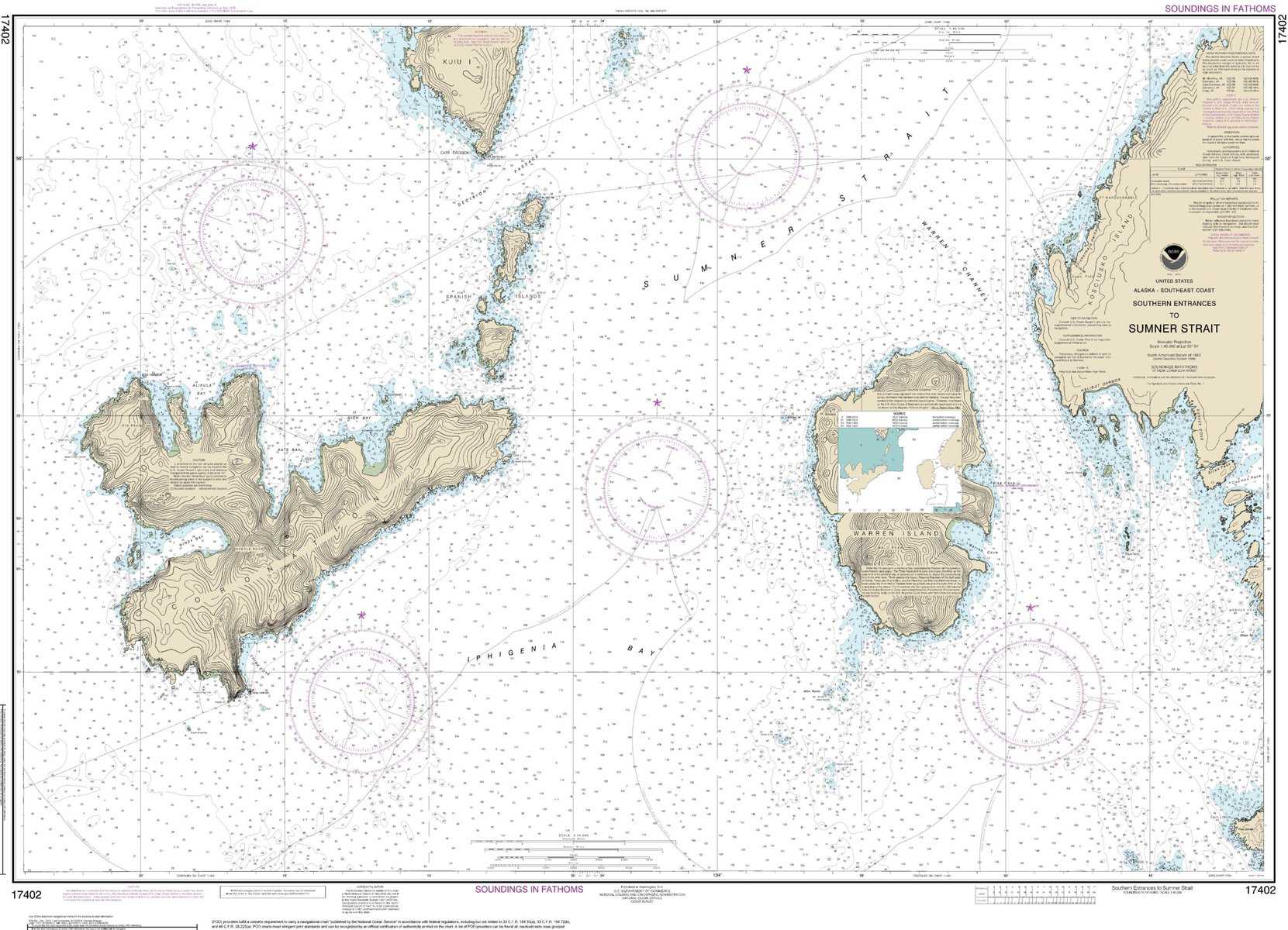 NOAA Nautical Chart 17402 (Southern Entrances to Sumner Strait ...