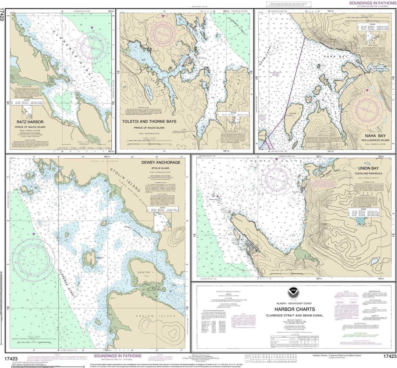 NOAA Nautical Chart 17423 (Revillagigedo Island, Clarence Strait and ...