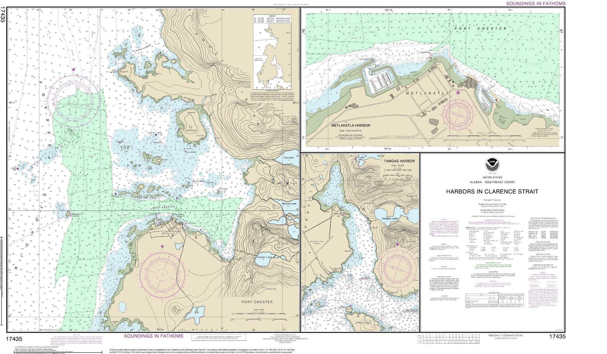NOAA Nautical Chart 17435 (Clarence Strait, Port Chester, Annette ...