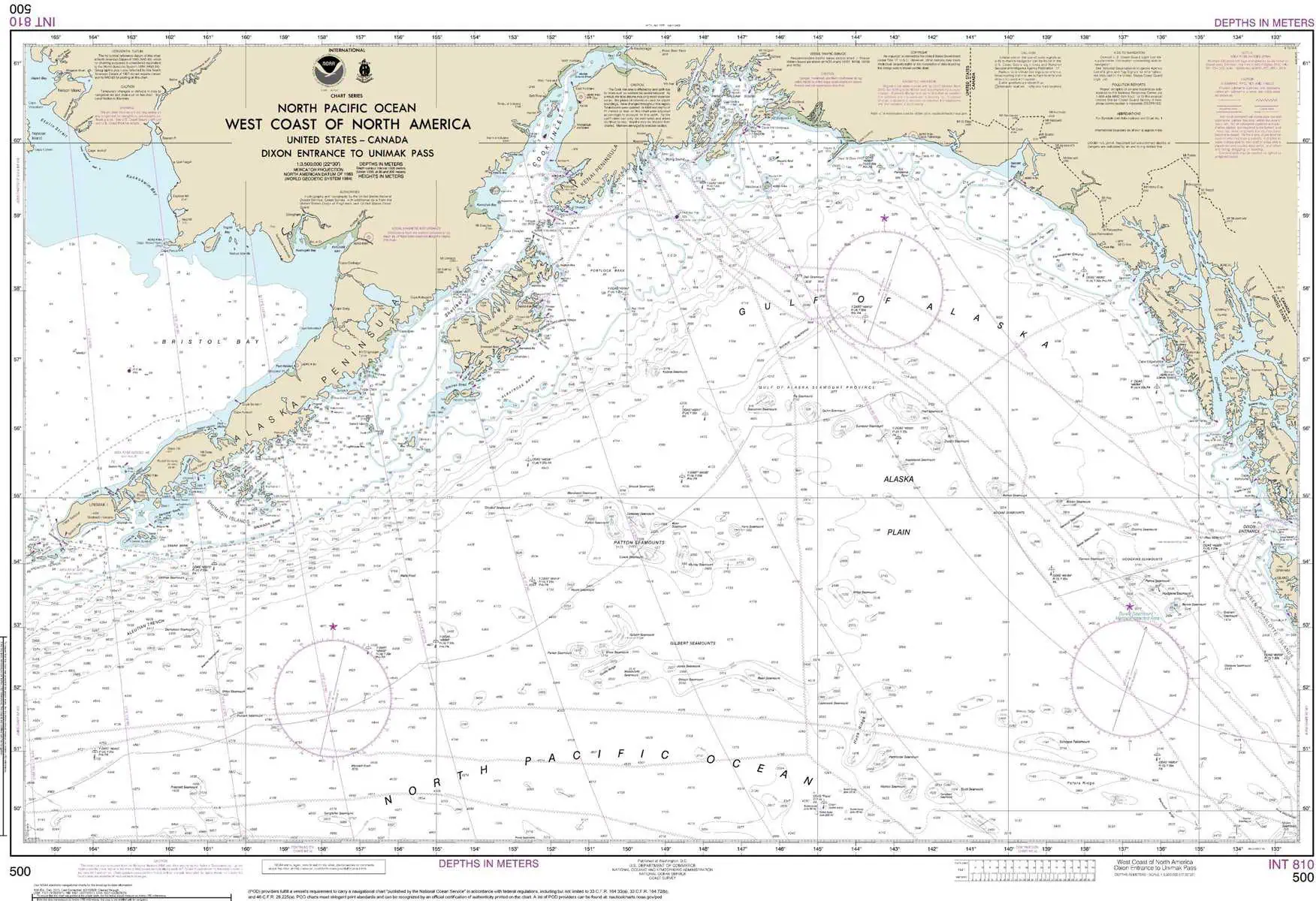 NOAA Nautical Chart 500 (Dixon Entrance to Unimak Pass) - Nautical ...