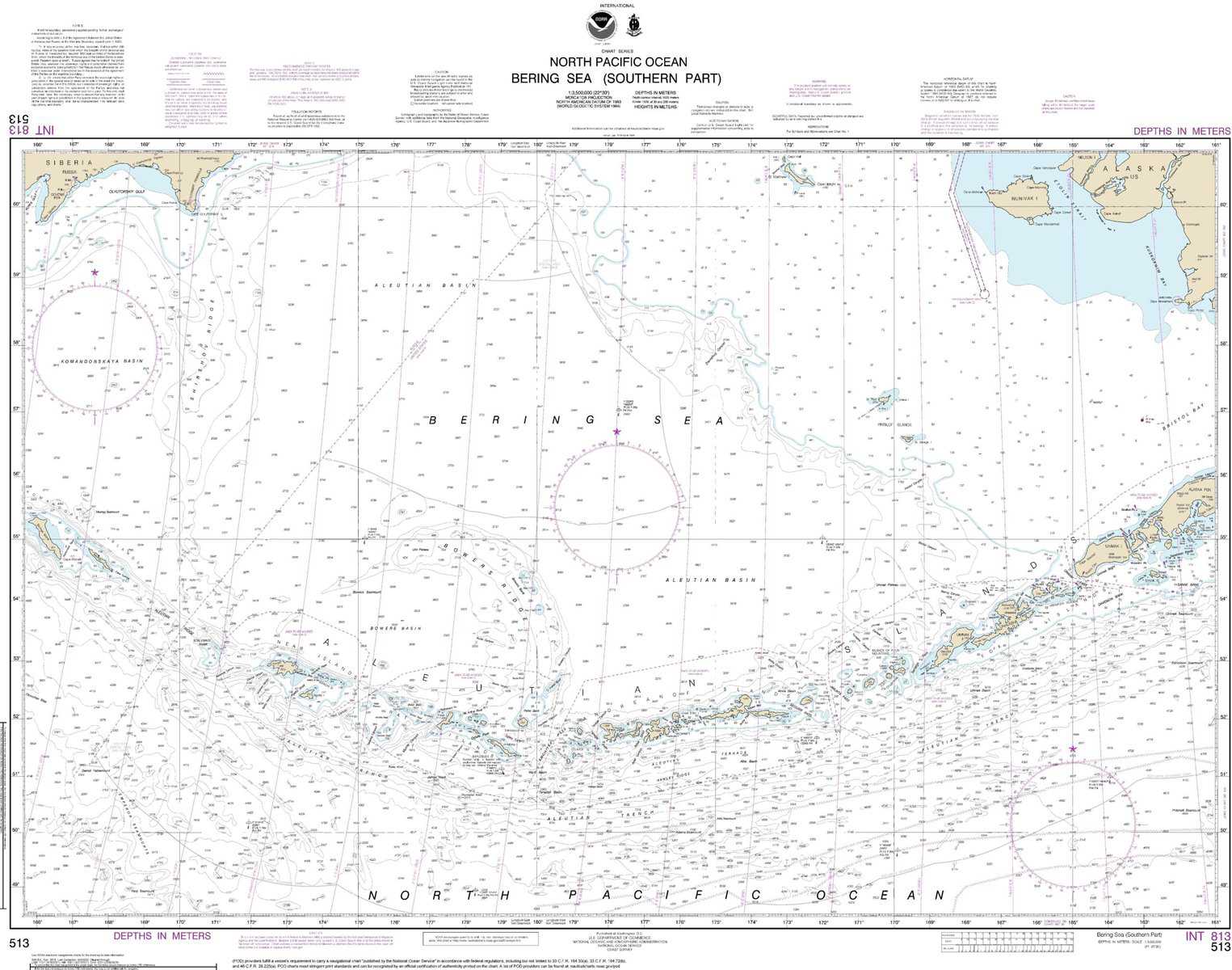 NOAA Nautical Chart 513 (Bering Sea (southern part)) - Nautical ...