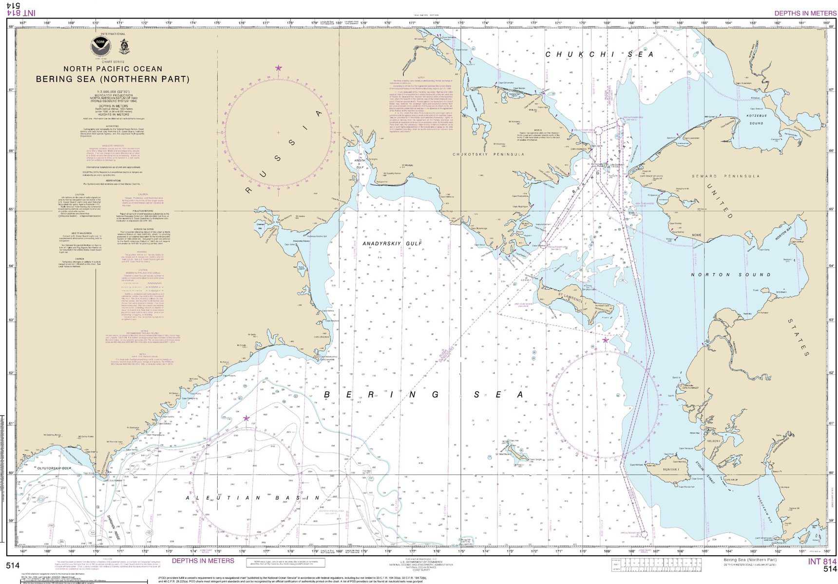 NOAA Nautical Chart 514 (Bering Sea (northern part)) - Nautical ...