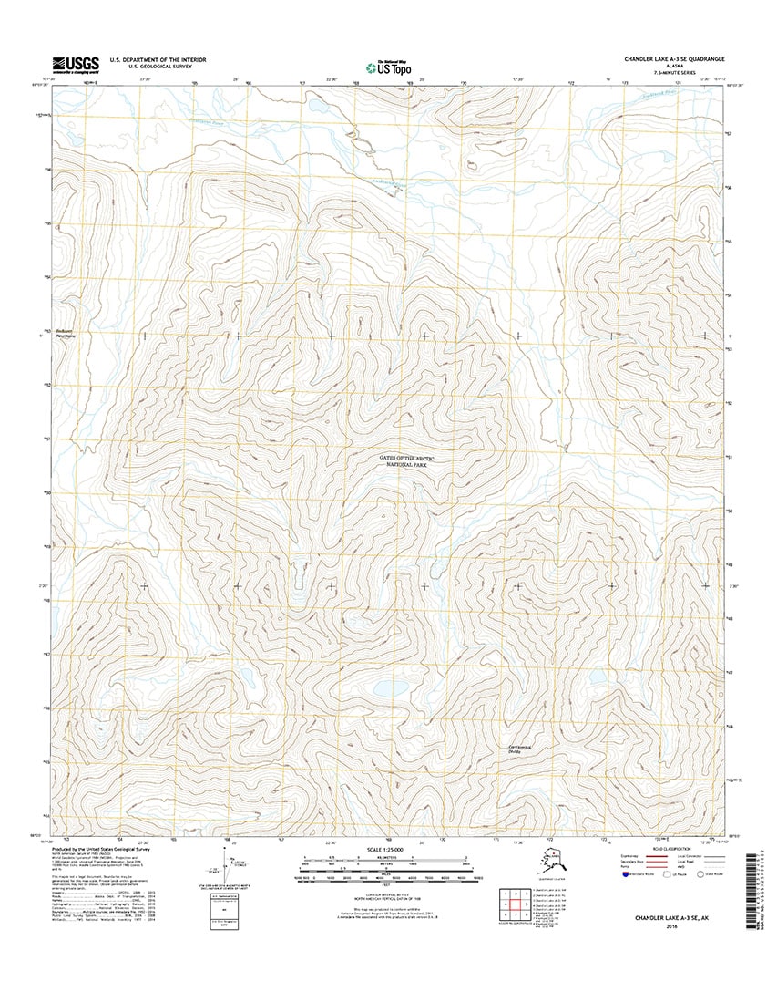 USGS Topo Map: Chandler Lake A-3 SE (North / Northwest Alaska) - Topo ...