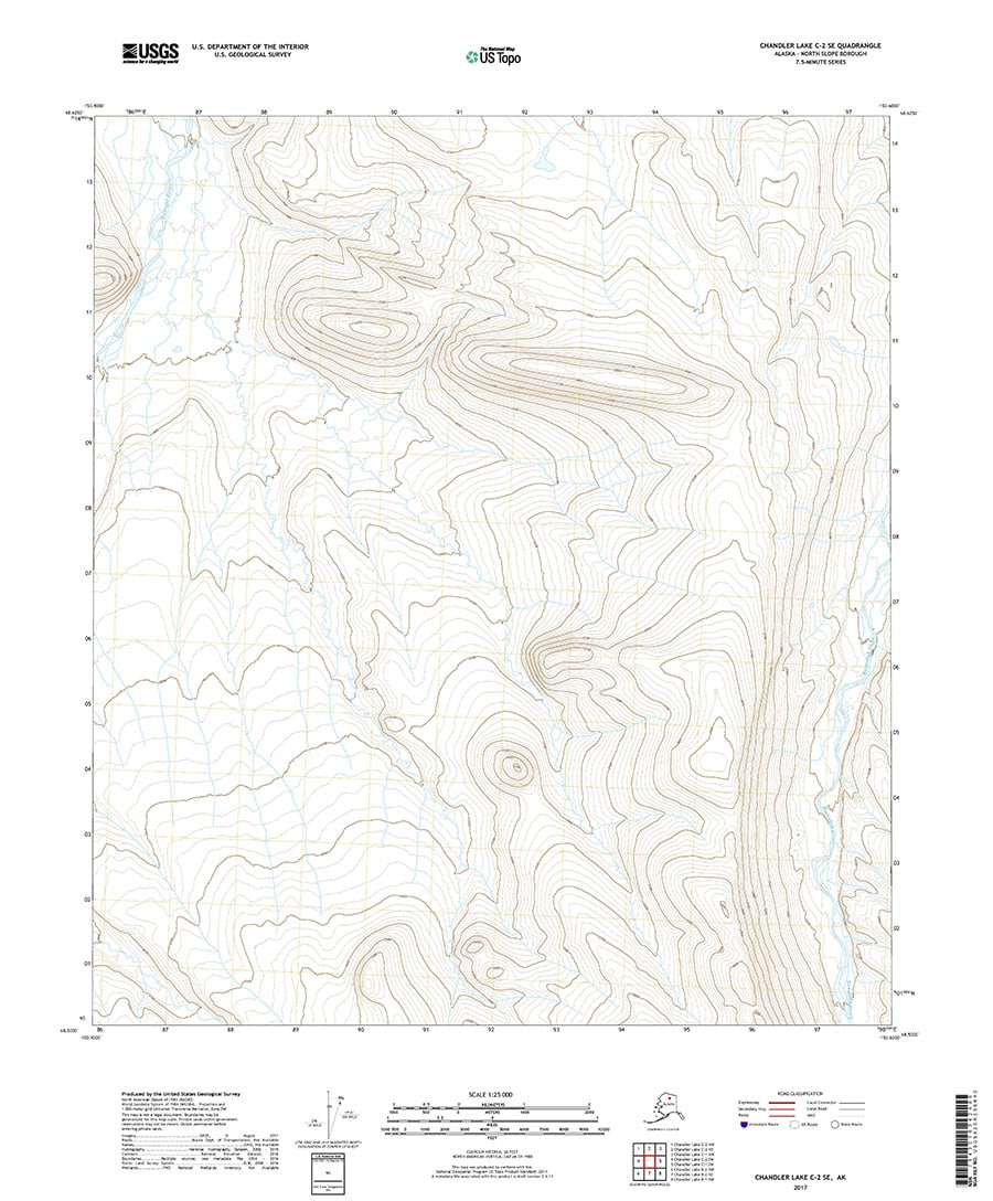 USGS Topo Map: Chandler Lake C-2 SE (North / Northwest Alaska) - Topo ...