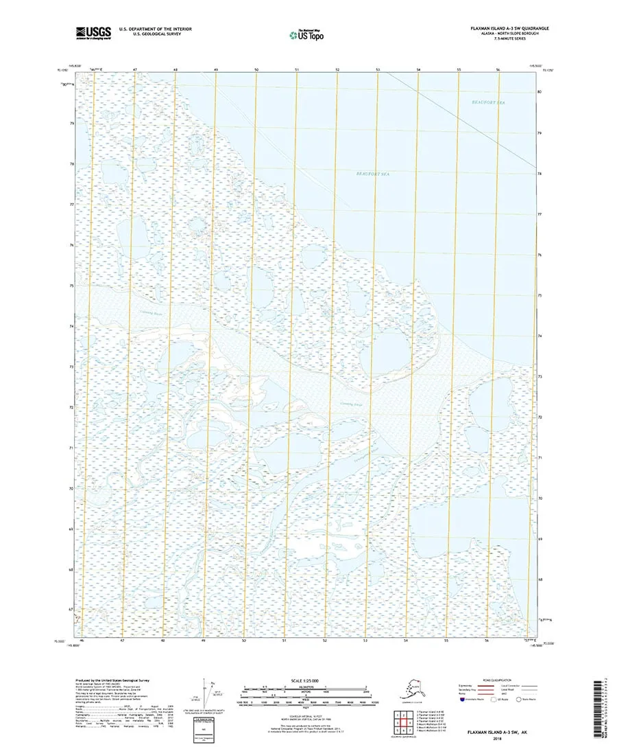 USGS Topo Map: Flaxman Island A-3 SW (North / Northwest Alaska) - Topo ...