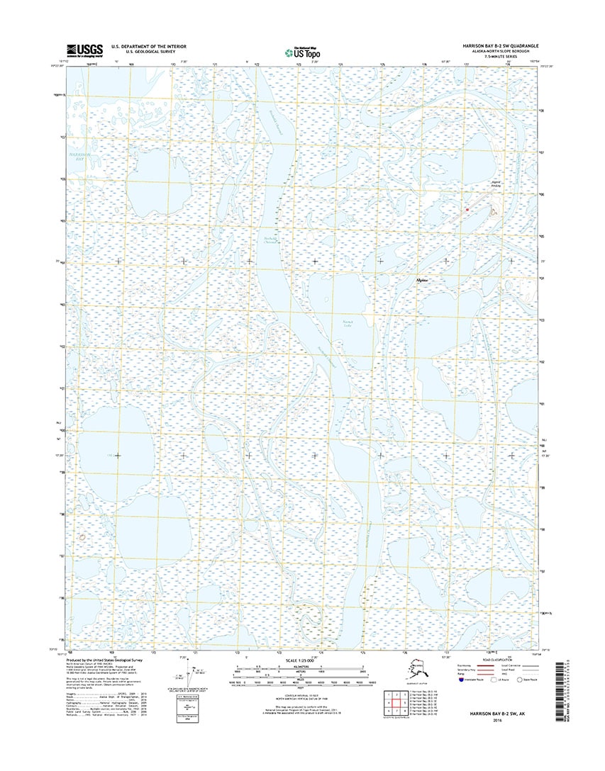 USGS Topo Map: Harrison Bay B-2 SW (North / Northwest Alaska) - Topo ...