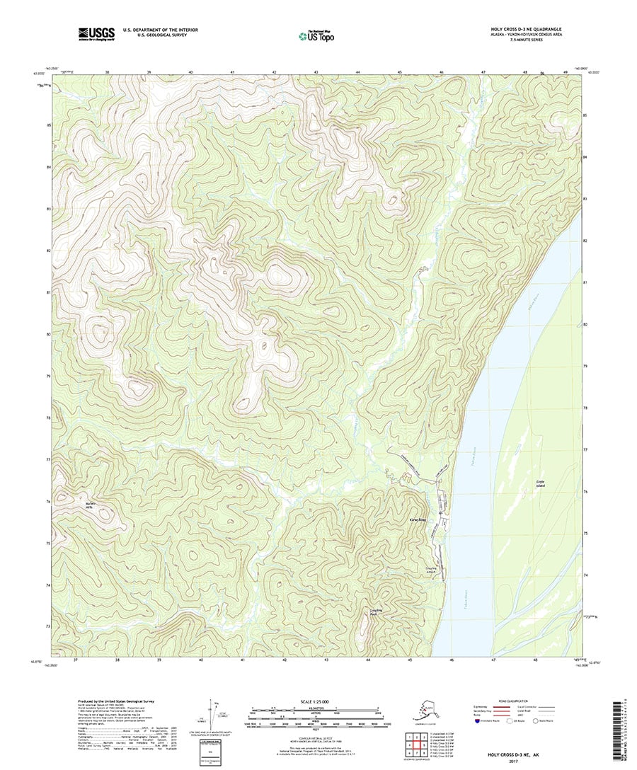 USGS Topo Map: Holy Cross D-3 NE (Interior Alaska) - Topo Maps - Alaska ...