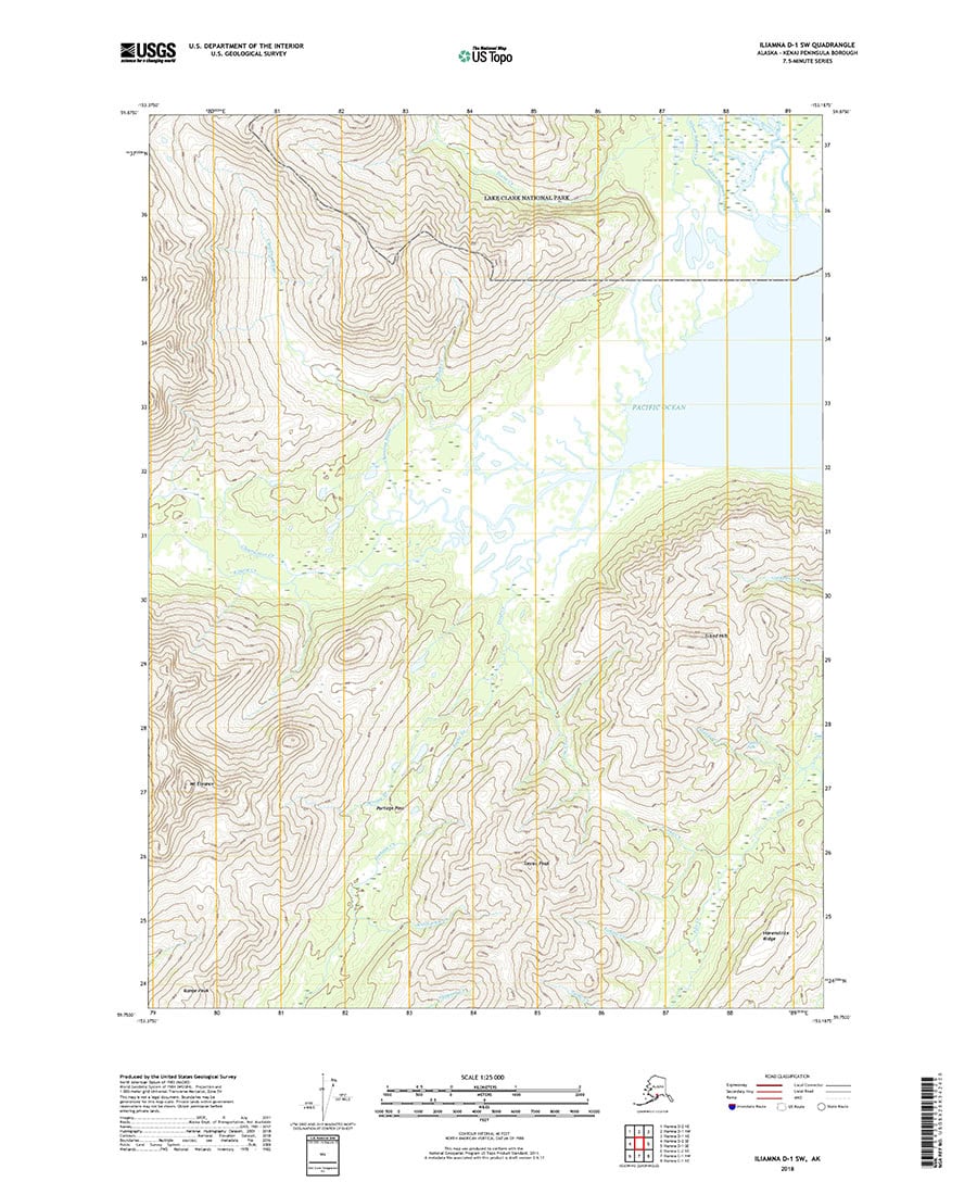 USGS Topo Map: Iliamna D-1 SW (Southwest Alaska) - Topo Maps - Alaska ...
