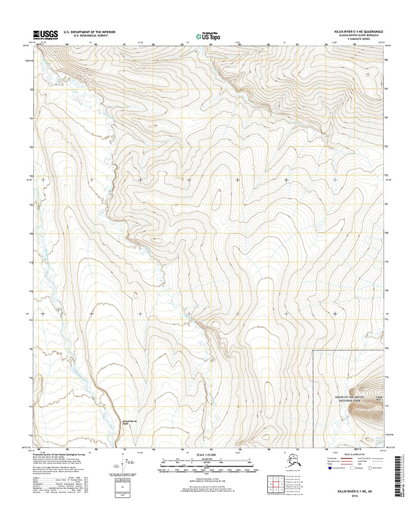 USGS Topo Map: Killik River C-1 NE (North / Northwest Alaska) - Topo ...