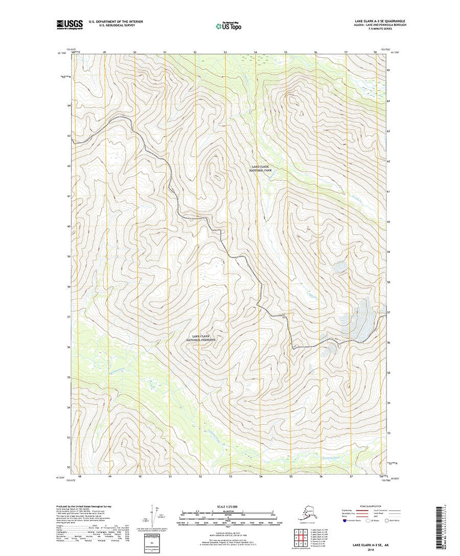 USGS Topo Map: Lake Clark A-3 SE (Southwest Alaska) - Topo Maps ...