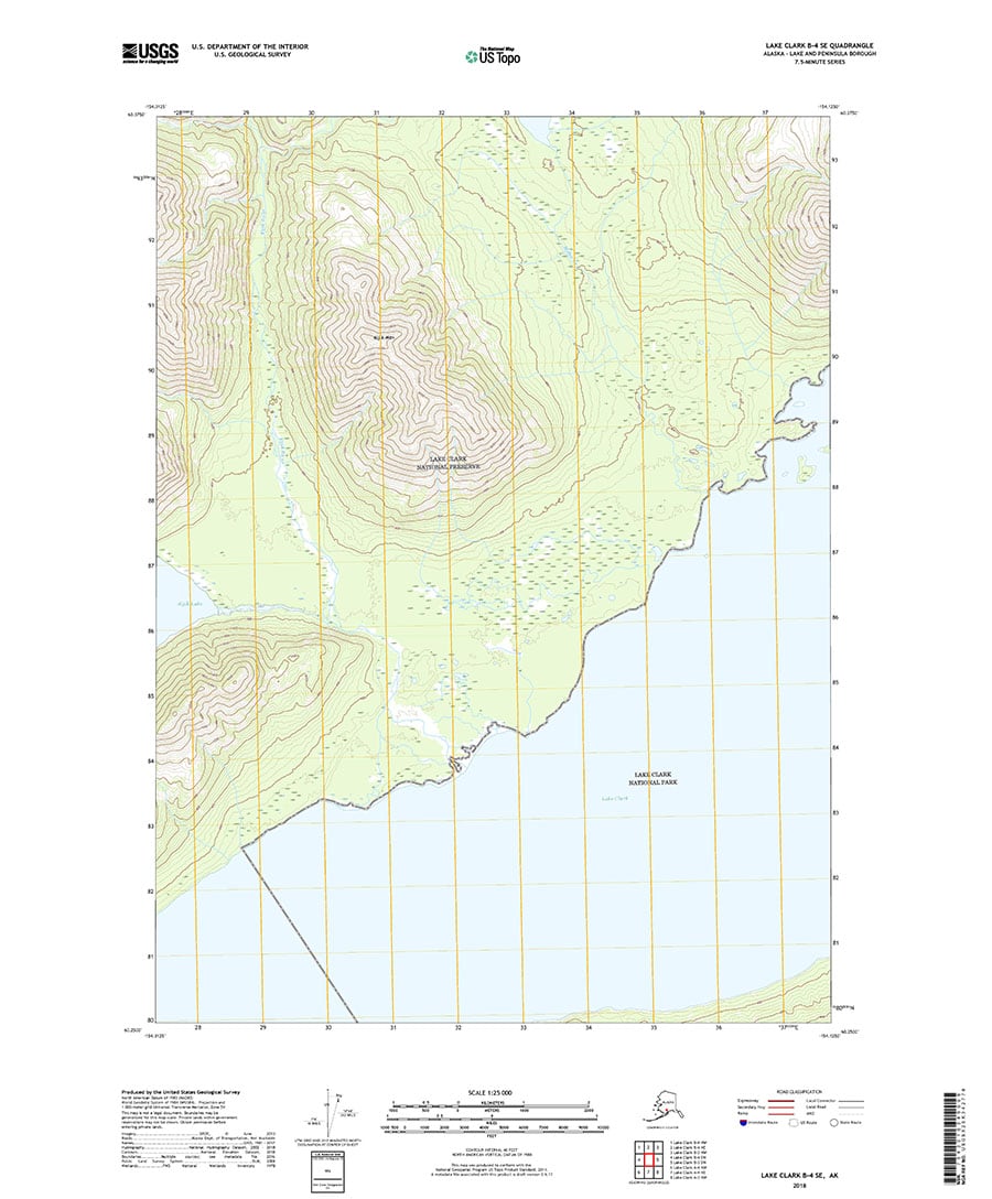 USGS Topo Map: Lake Clark B-4 SE (Southwest Alaska) – Topo Maps ...