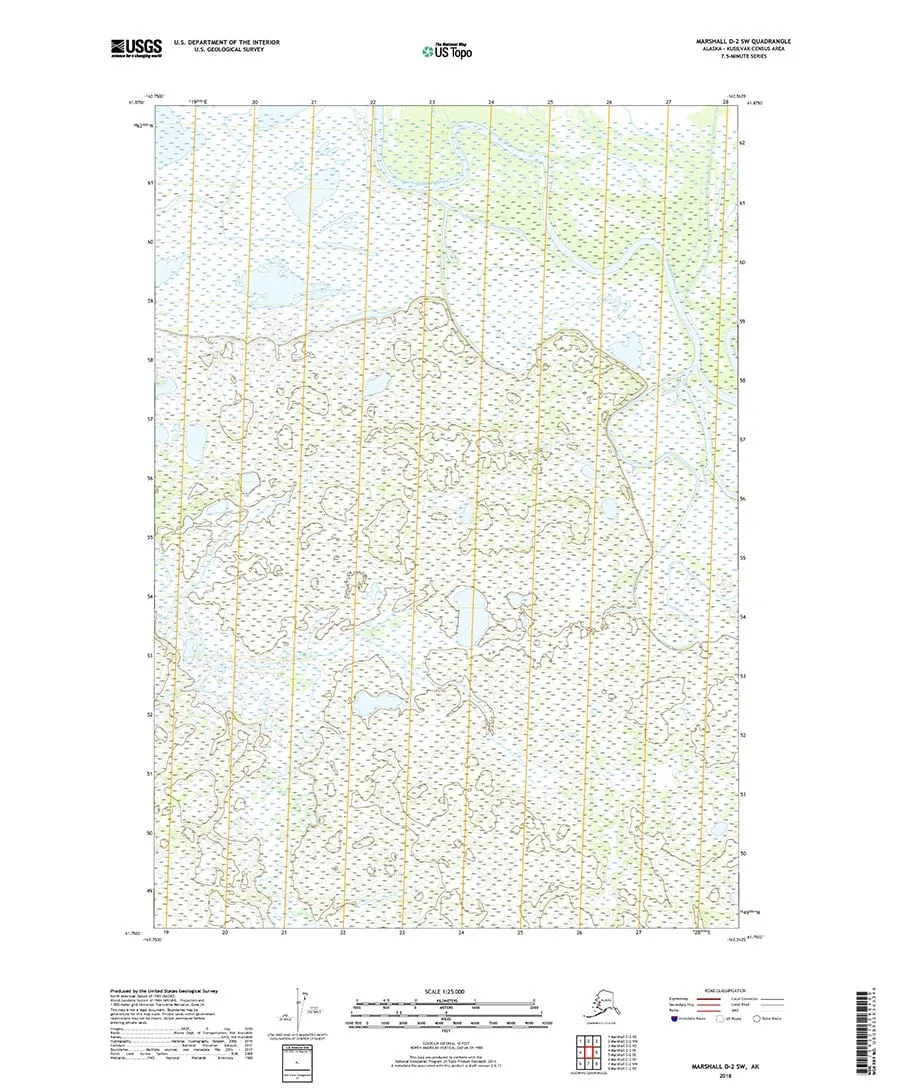 USGS Topo Map: Marshall D-2 SW (Southwest Alaska) - Topo Maps - Alaska ...