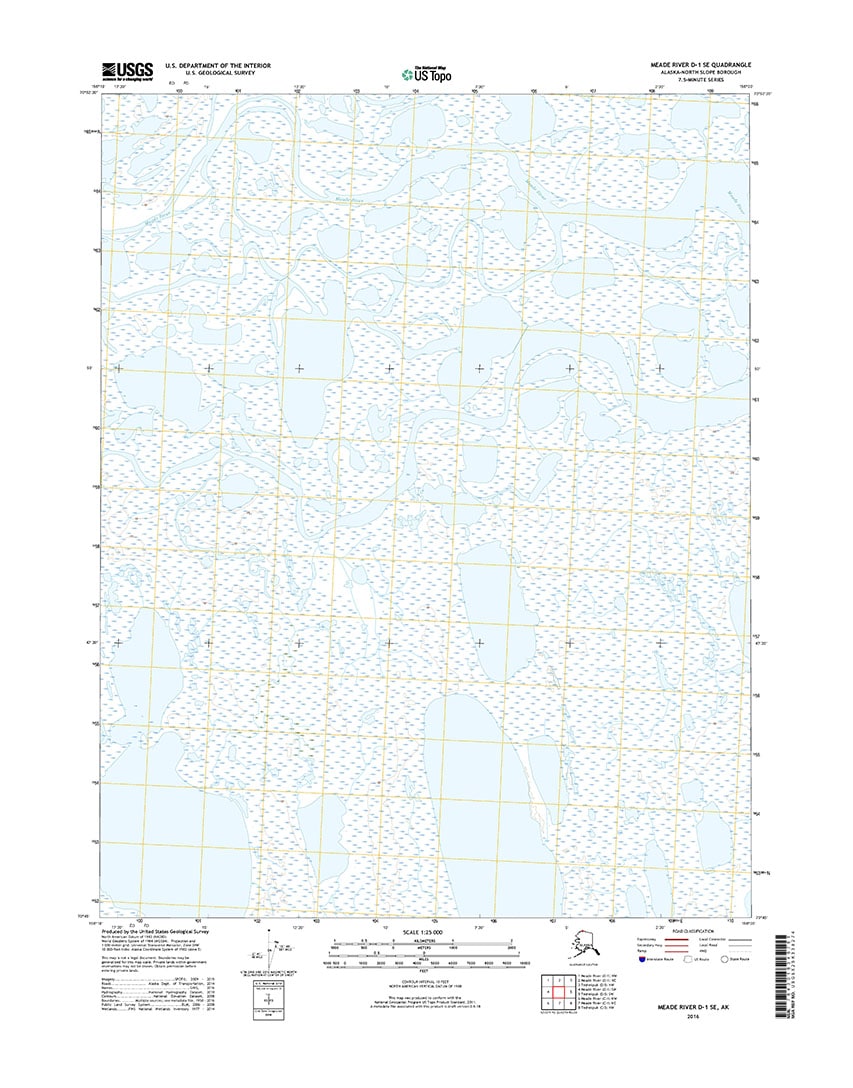 USGS Topo Map: Meade River D-1 SE (North / Northwest Alaska) - Topo ...