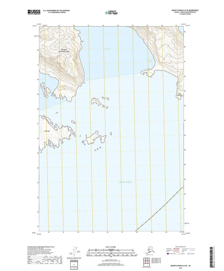 USGS Topo Map: Mount Katmai A-2 SE (Southwest Alaska) - Topo Maps ...