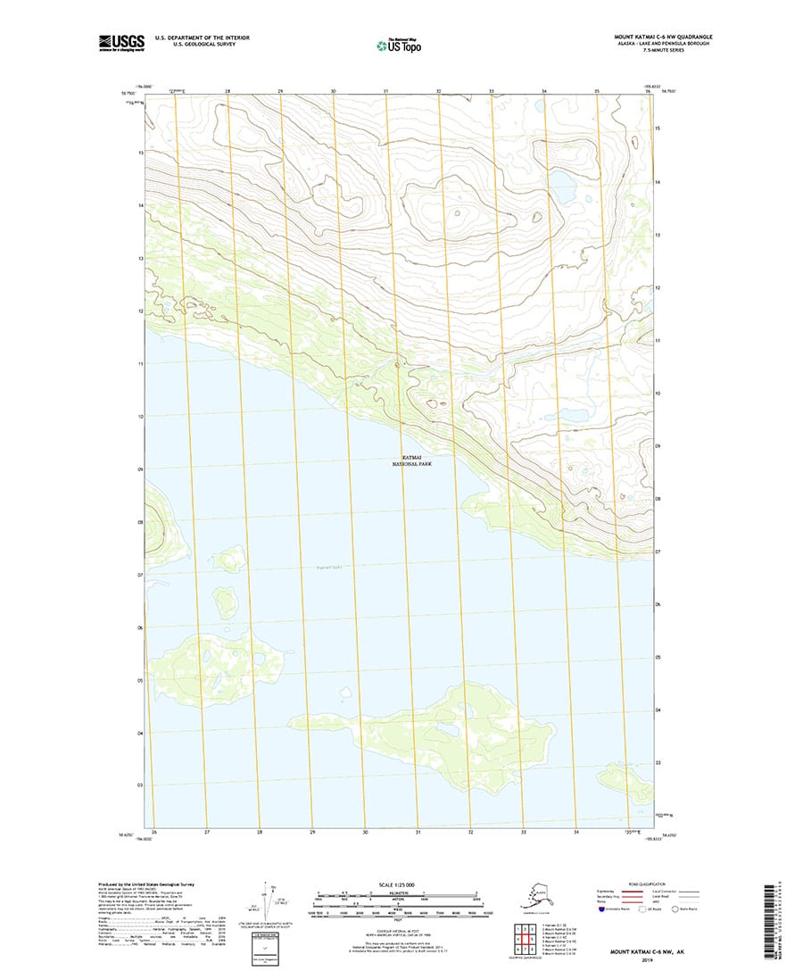 USGS Topo Map: Mount Katmai C-6 NW (Southwest Alaska) - Topo Maps ...