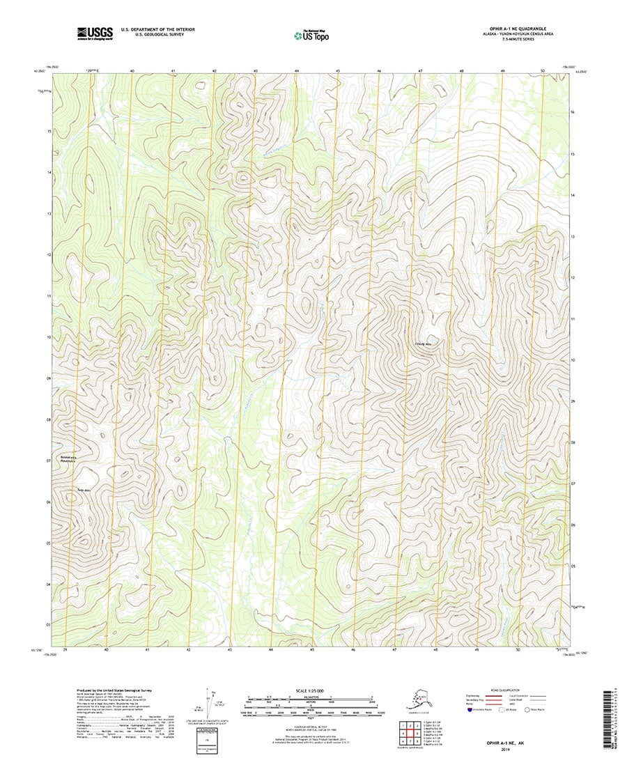 USGS Topo Map: Ophir A-1 NE (Interior Alaska) - Topo Maps - Alaska Handbook