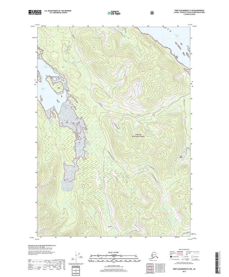 USGS Topo Map: Port Alexander D-1 SW (Southeast Alaska) - Topo Maps ...