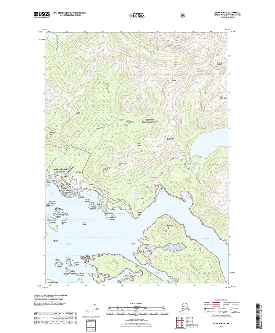 USGS Topo Map: Sitka A-4 SW (Southeast Alaska) - Topo Maps - Alaska ...