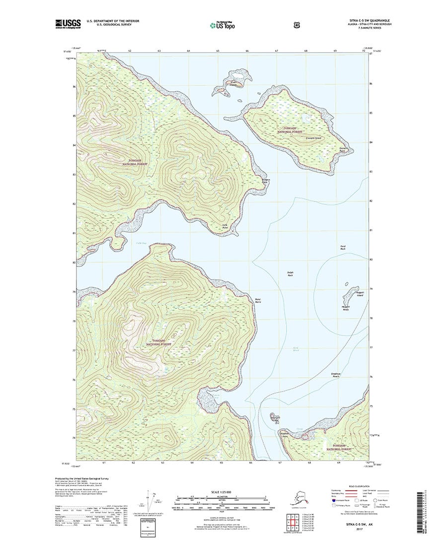 USGS Topo Map: Sitka C-5 SW (Southeast Alaska) - Topo Maps - Alaska ...