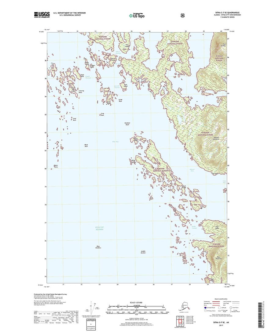 USGS Topo Map: Sitka C-7 SE (Southeast Alaska) - Topo Maps - Alaska ...