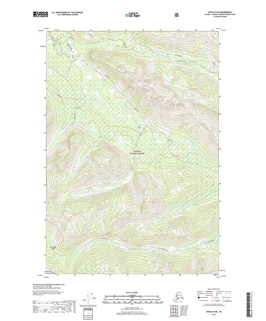 USGS Topo Map: Sitka D-5 NE (Southeast Alaska) - Topo Maps - Alaska ...