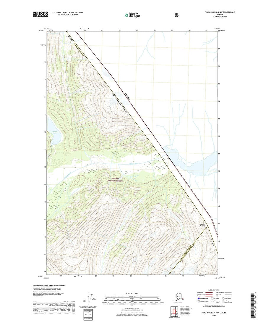 USGS Topo Map: Taku River A-4 NW (Southeast Alaska) - Topo Maps - Alaska Handbook