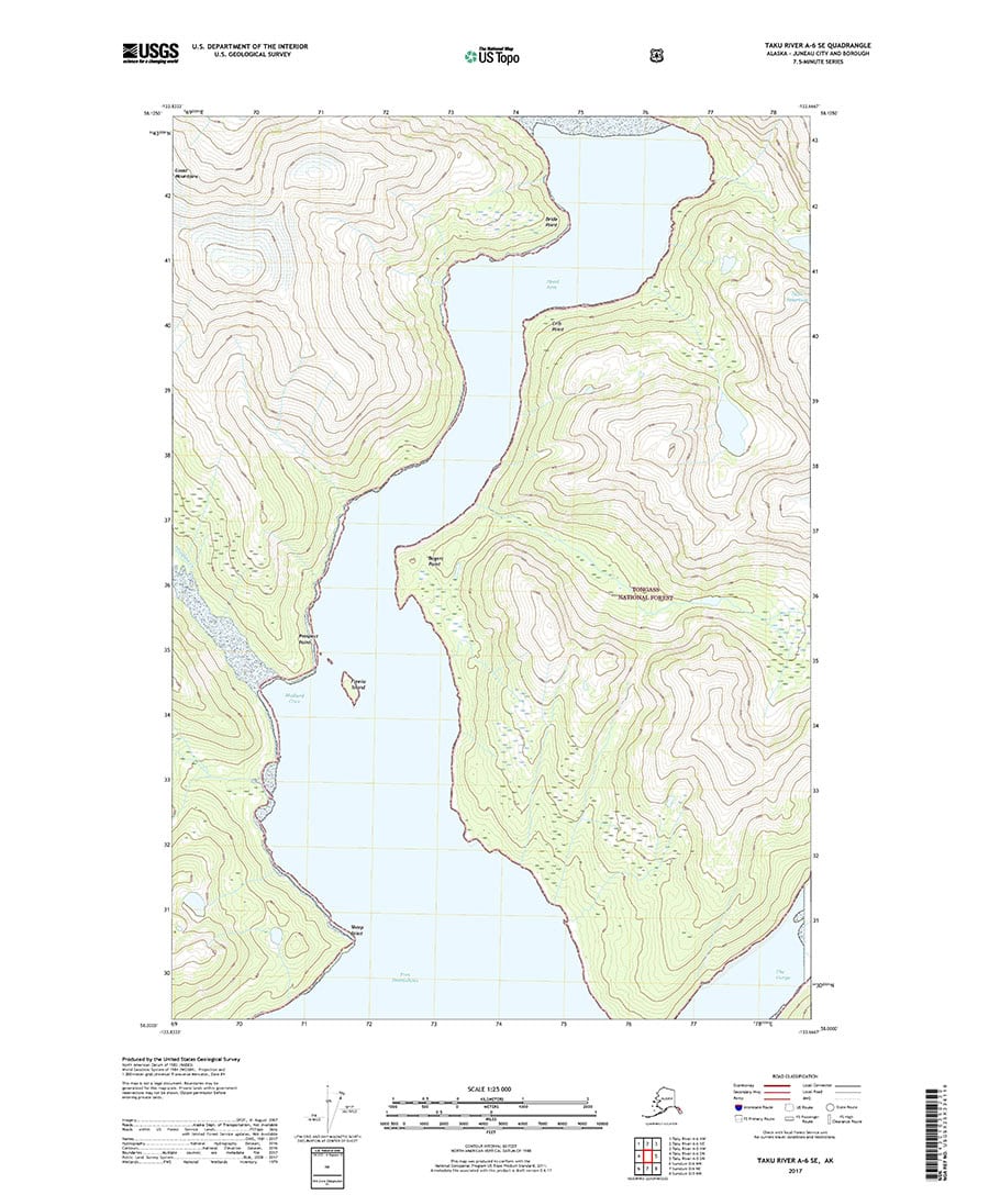 USGS Topo Map: Taku River A-6 SE (Southeast Alaska) - Topo Maps ...