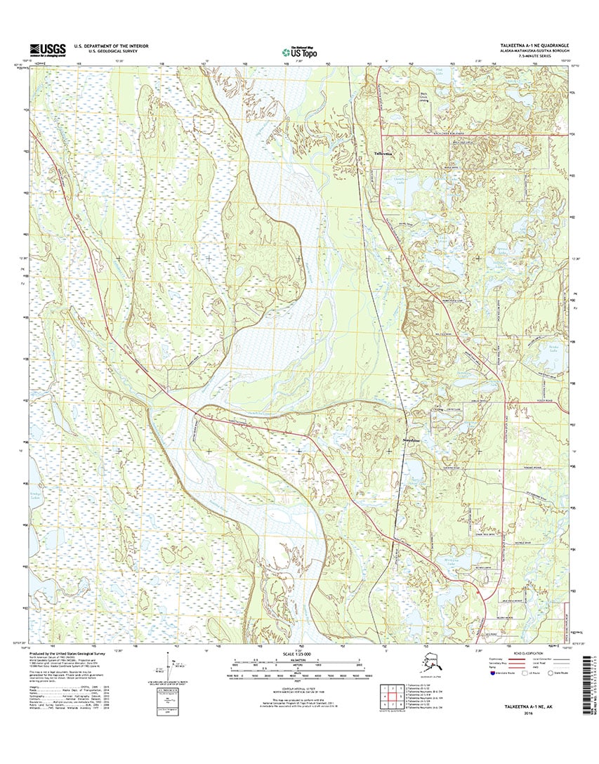 USGS Topo Map: Talkeetna A-1 NE (Southcentral Alaska) - Topo Maps ...