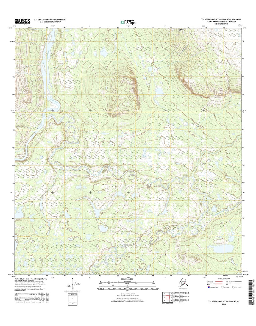 USGS Topo Map: Talkeetna Mountains C-1 NE (Southcentral Alaska) - Topo ...