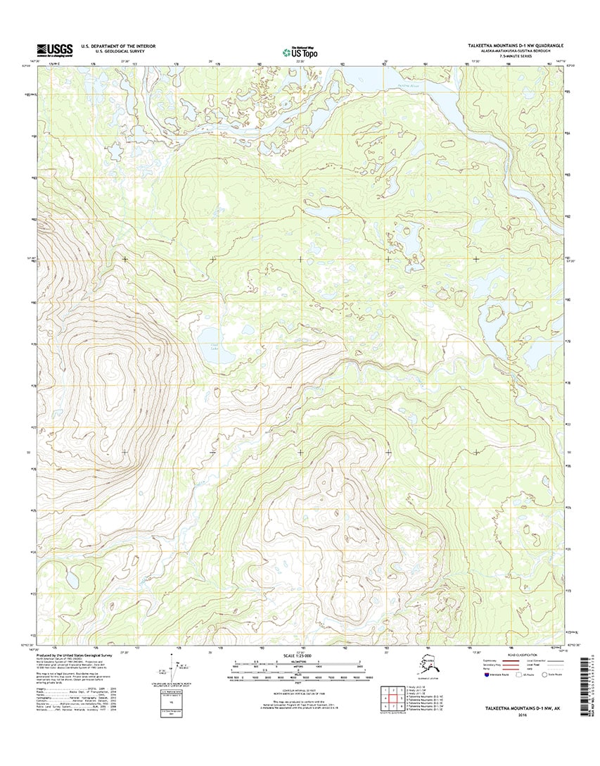 USGS Topo Map: Talkeetna Mountains D-1 NW (Southcentral Alaska) - Topo ...