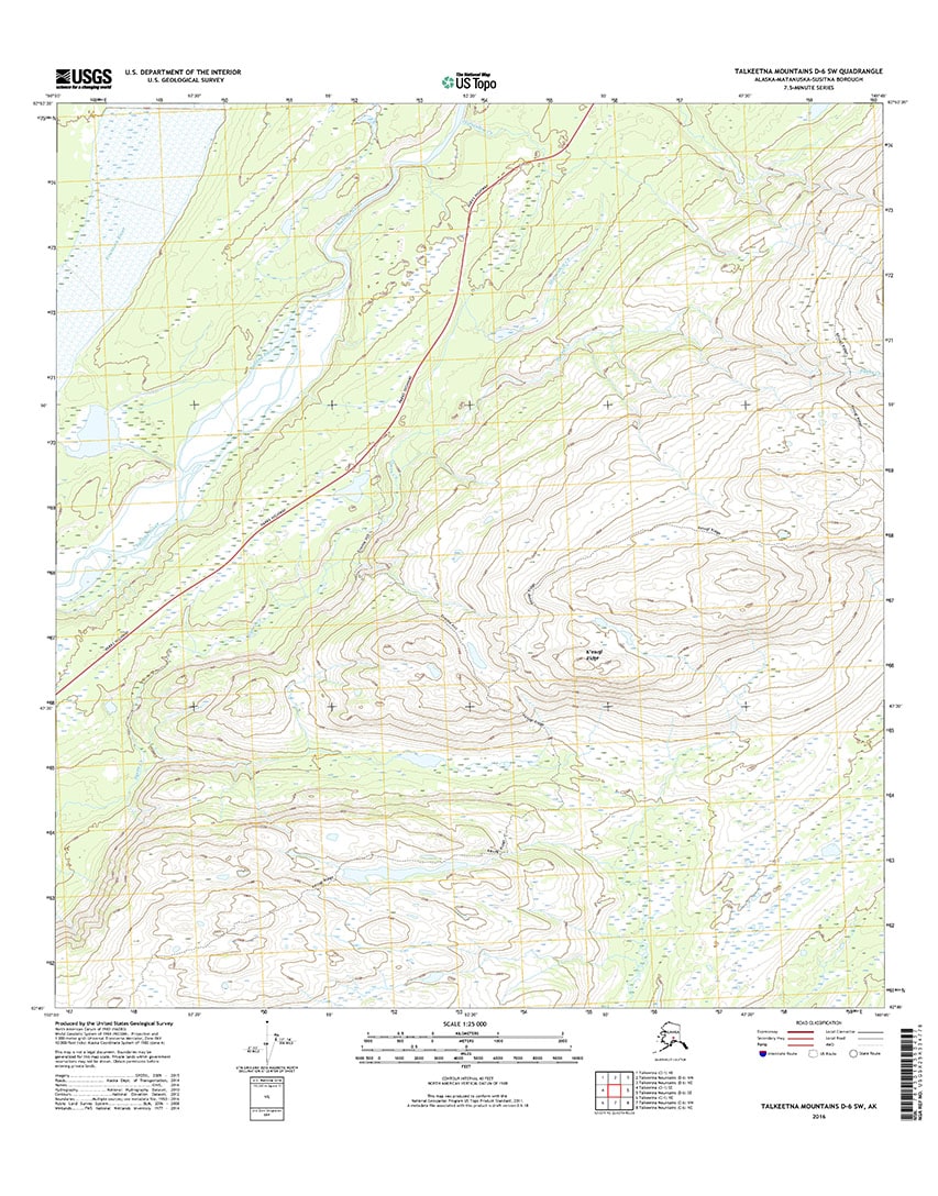 USGS Topo Map: Talkeetna Mountains D-6 SW (Southcentral Alaska) - Topo ...