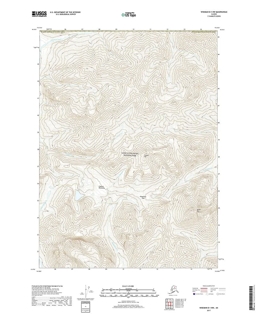 USGS Topo Map: Wiseman D-1 NW (Interior Alaska) - Topo Maps - Alaska ...